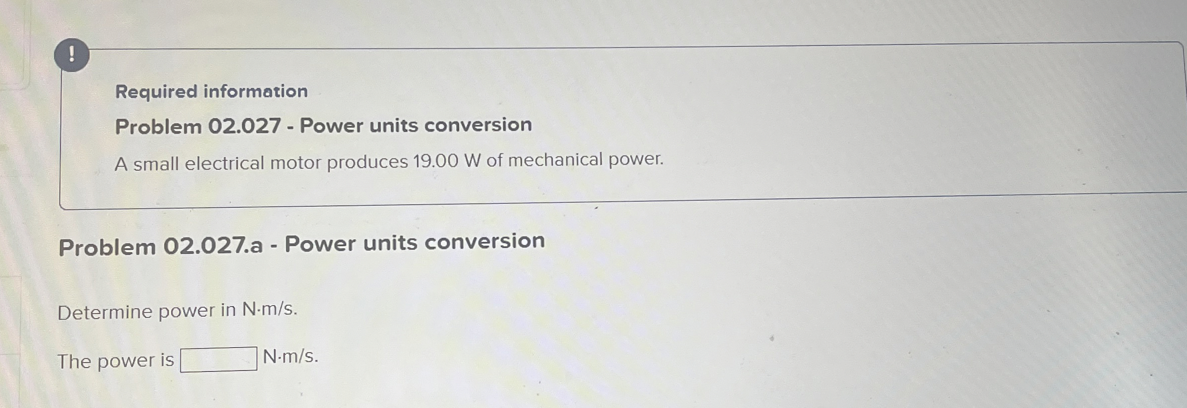 Solved !Required informationProblem 02.027 - ﻿Power units | Chegg.com