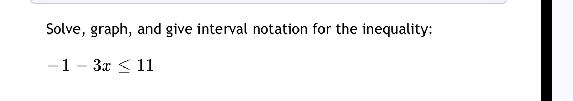 Solved Solve, graph, and give interval notation for the | Chegg.com