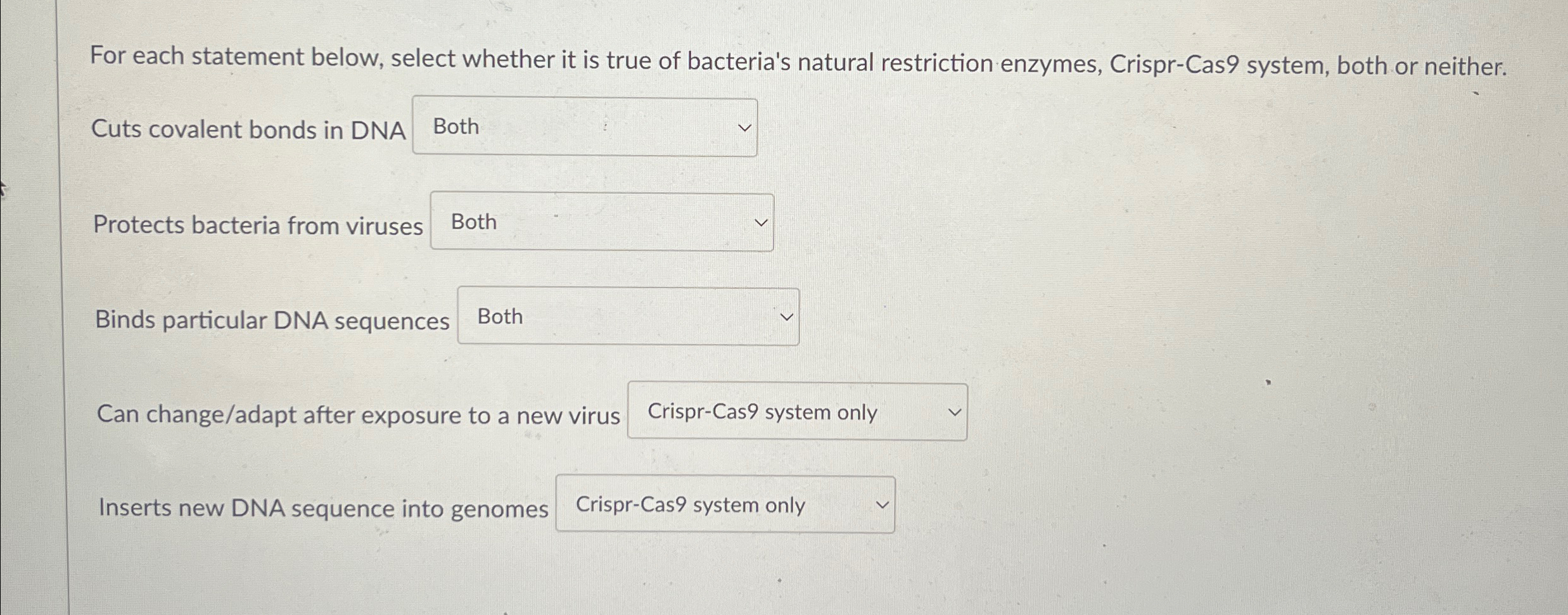 Solved For each statement below, select whether it is true | Chegg.com