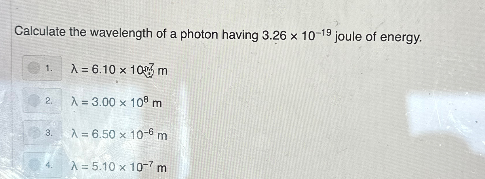 Solved Calculate the wavelength of a photon having | Chegg.com
