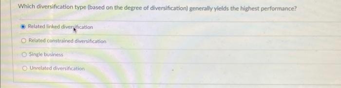 Solved Which diversification type (based on the degree of | Chegg.com