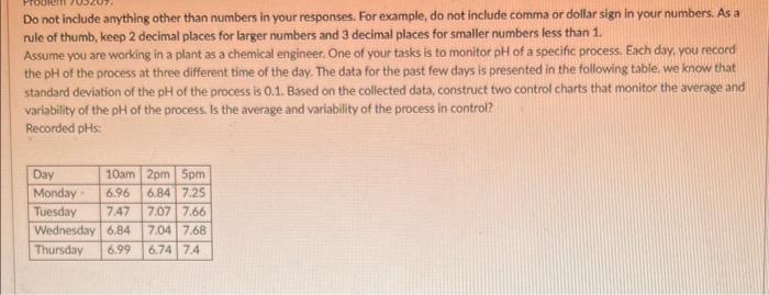 Solved Do not include anything other than numbers in your | Chegg.com
