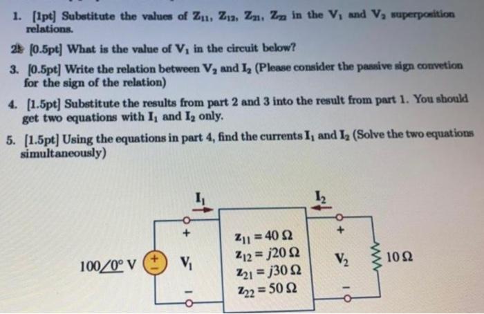 Solved 1. [1pt] Substitute the values of Z11,Z12,Z2,Z2 in | Chegg.com