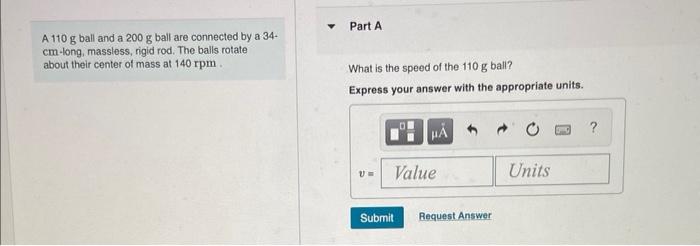 Solved A 110 g ball and a 200 g ball are connected by a 34 | Chegg.com