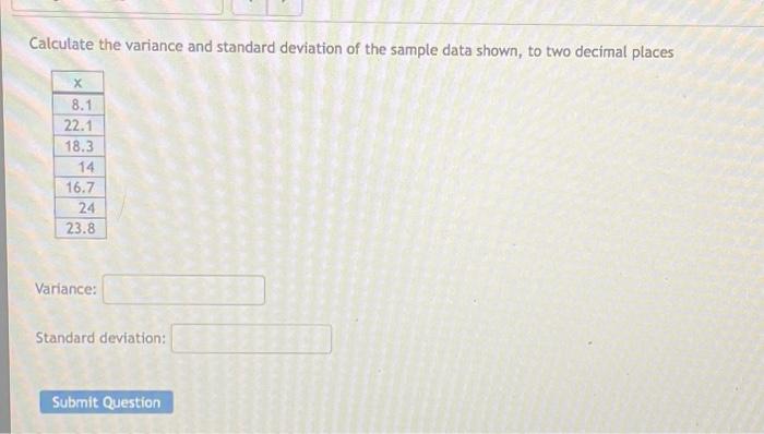 Calculate the variance and standard deviation of the | Chegg.com