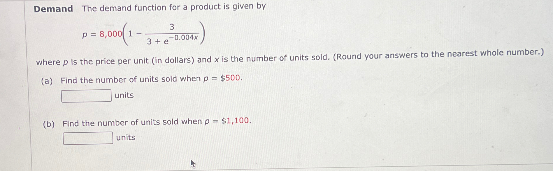 Solved Demand The demand function for a product is given | Chegg.com
