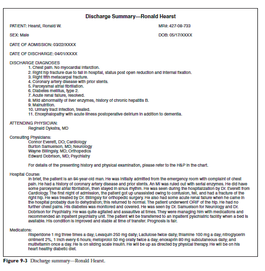 Refer to Figure 9-3 and read the discharge summary for Mr.... | Chegg.com