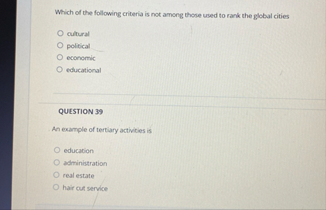 Solved Which of the following criteria is not among those | Chegg.com