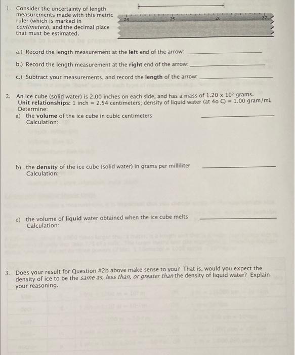 Solved 1. Consider the uncertainty of length measurements | Chegg.com