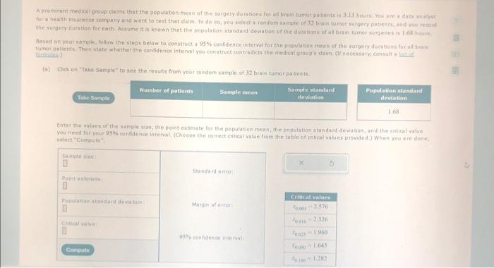 Solved (a) Clickon 'Take Sample" to atee the results from | Chegg.com