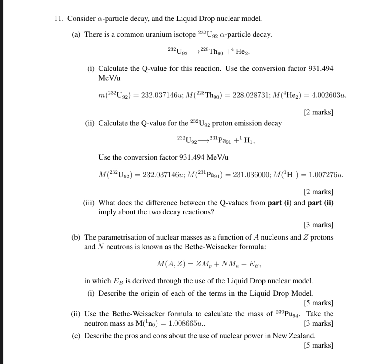 Solved Consider α-particle decay, and the Liquid Drop | Chegg.com