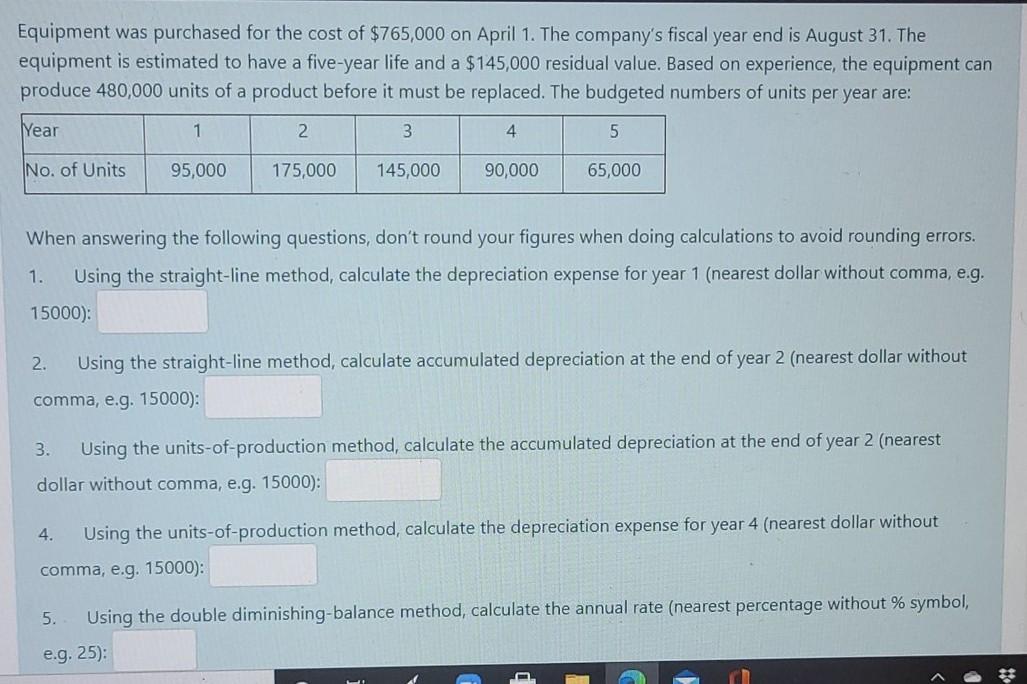 Solved 6. Using the double diminishing-balance method, | Chegg.com