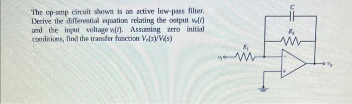 Solved The op-amp circuit shown is an active low-pass | Chegg.com