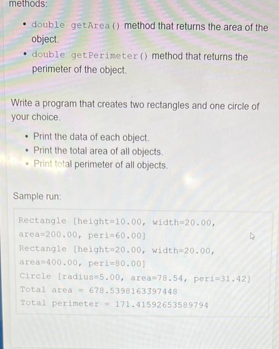 Solved - Rectangle - Circle A rectangle class has height and | Chegg.com