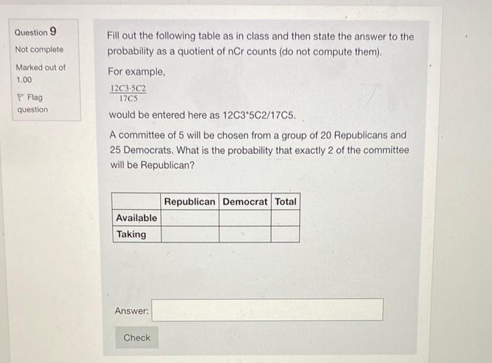 Solved Question 1 Using the formula nCr=r!(n−r)!n!, in the | Chegg.com