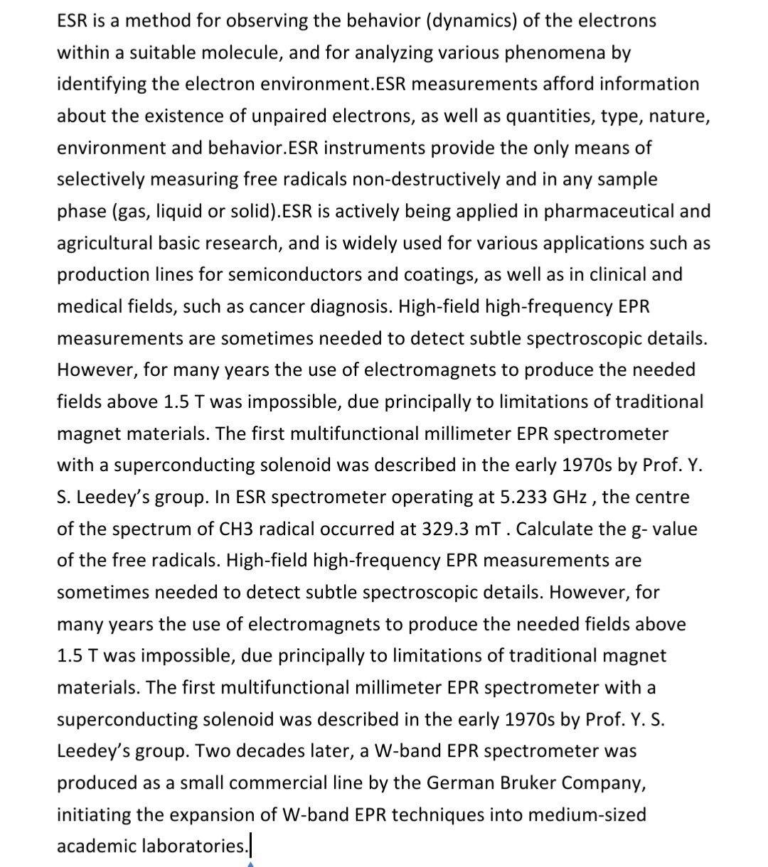 Solved ESR is a method for observing the behavior (dynamics) | Chegg.com
