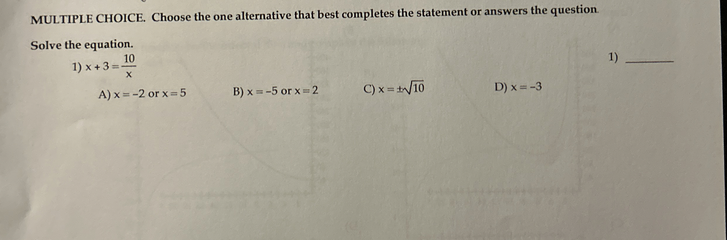 Solved MULTIPLE CHOICE. Choose the one alternative that best | Chegg.com