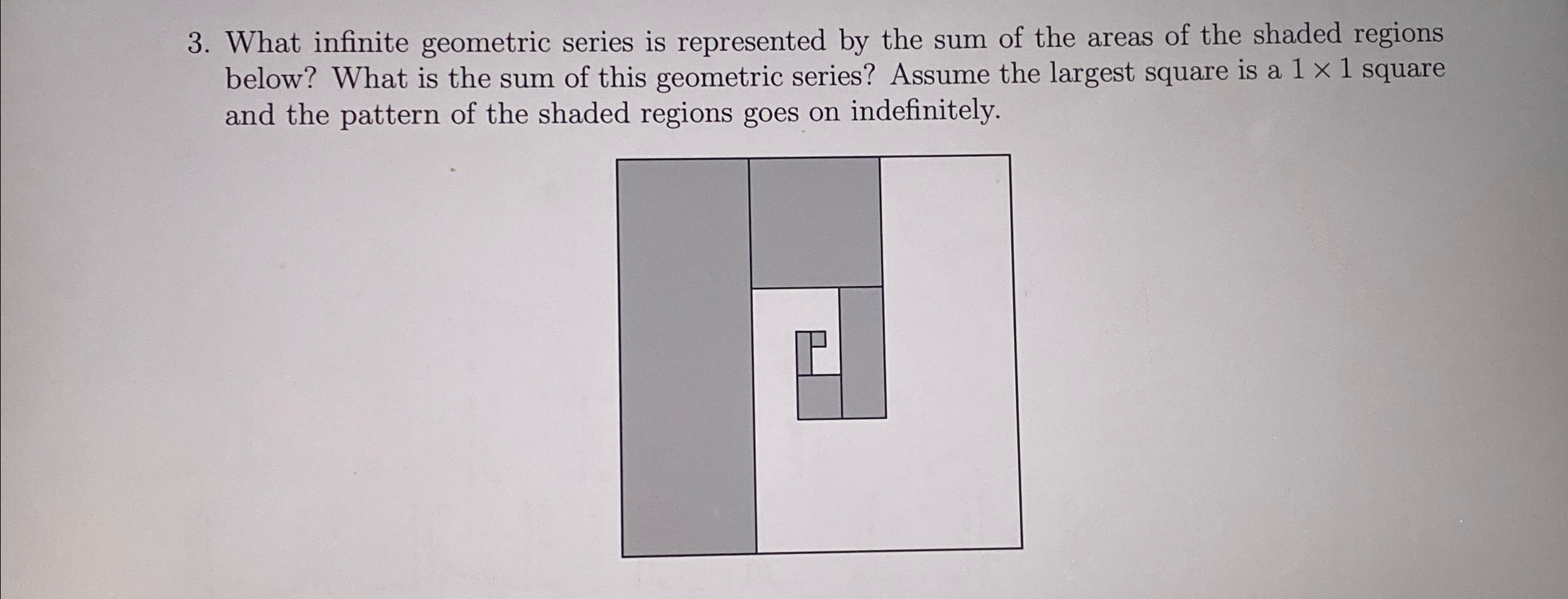 Solved What Infinite Geometric Series Is Represented By The