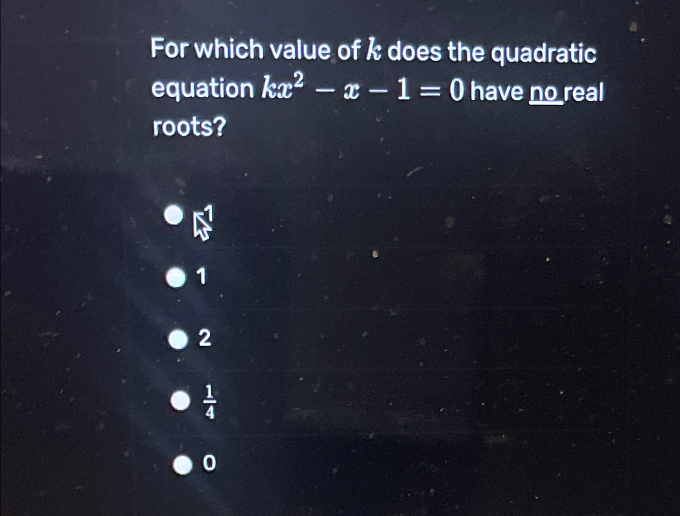 Solved For which value of k ﻿does the quadratic equation | Chegg.com