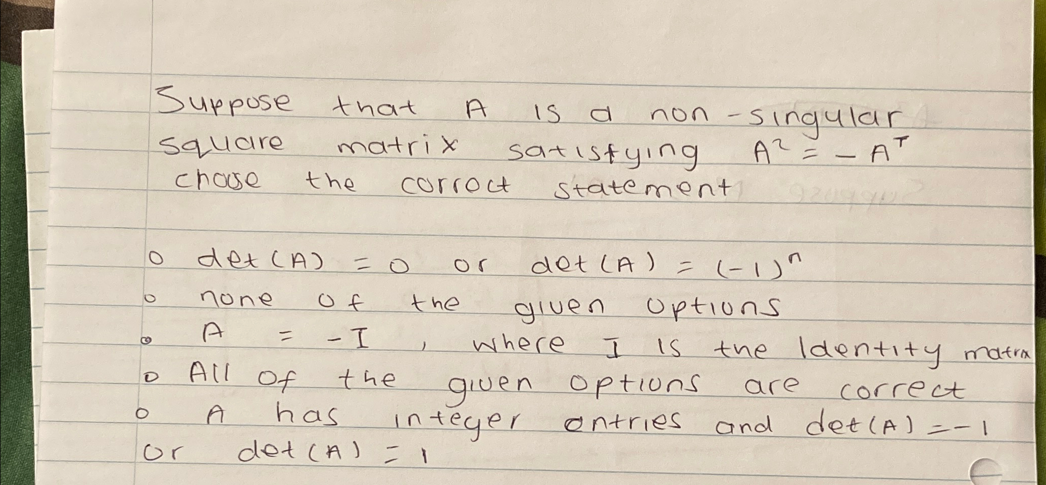 Solved Suppose that A ﻿is a non-singular square matrix | Chegg.com