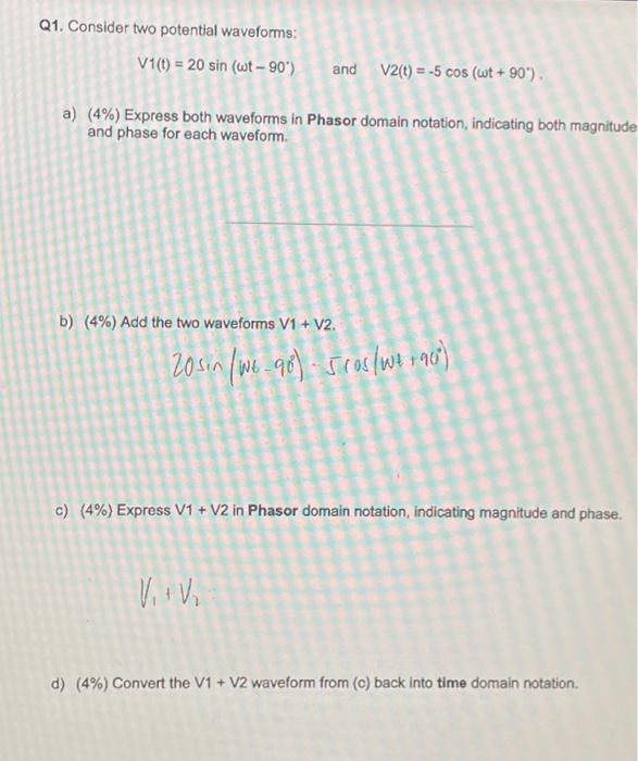 Solved Q1. Consider two potential waveforms: | Chegg.com