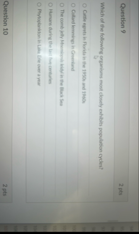 Solved Question 92 ﻿ptsWhich of the following organisms most | Chegg.com