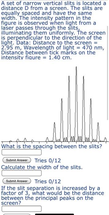 Solved A set of narrow vertical slits is located a distance | Chegg.com