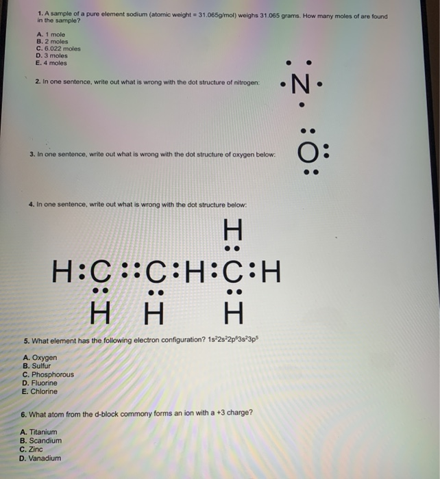 Solved 1. A sample of a pure element sodium (atomic weight = | Chegg.com