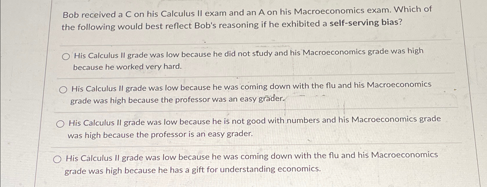 Solved Bob received a C on his Calculus II exam and an A on | Chegg.com