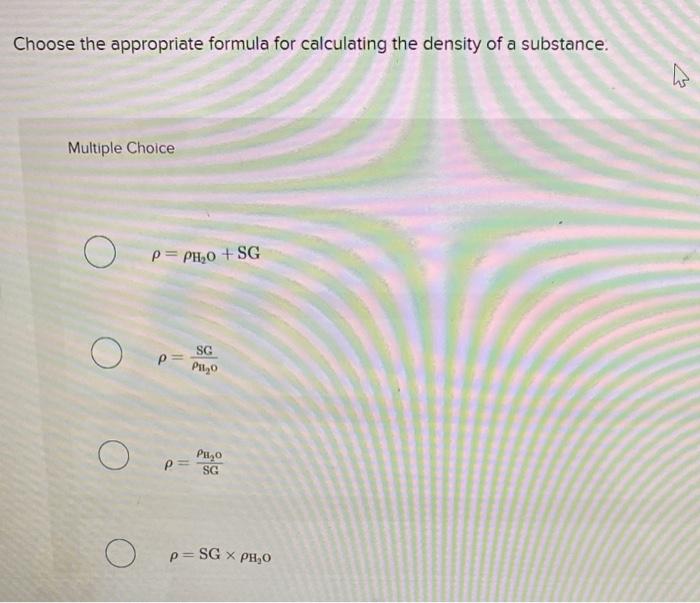Solved Choose the appropriate formula for calculating the | Chegg.com