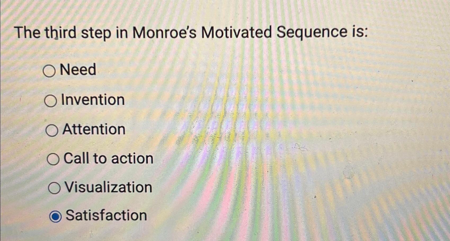 Solved The third step in Monroe's Motivated Sequence | Chegg.com