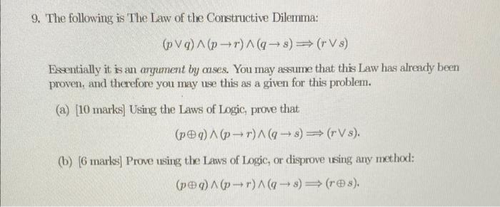 Solved 9. The following is The Law of the Constructive | Chegg.com