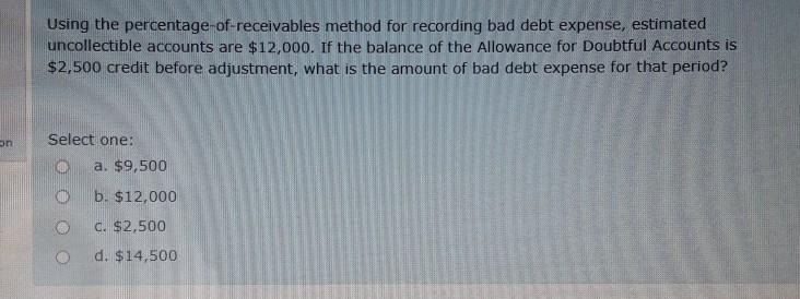 Solved Using the percentage-of-receivables method for | Chegg.com