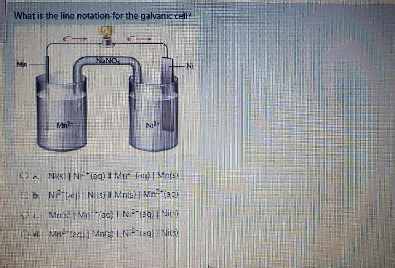 Solved What is the line notation for the galvanic cell? | Chegg.com