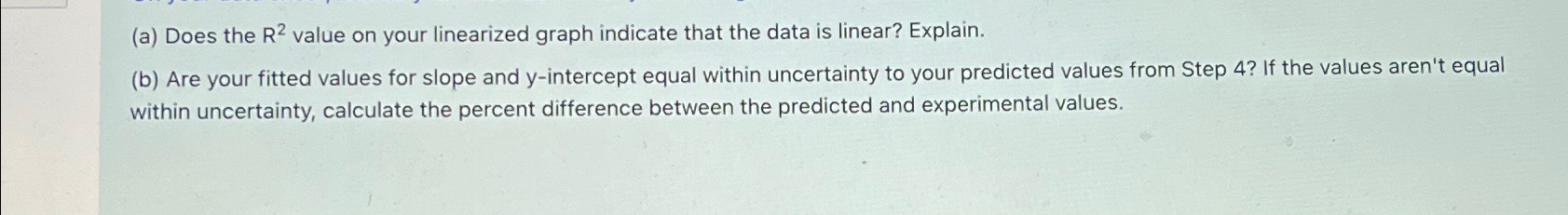 Solved (a) ﻿Does the R2 ﻿value on your linearized graph | Chegg.com