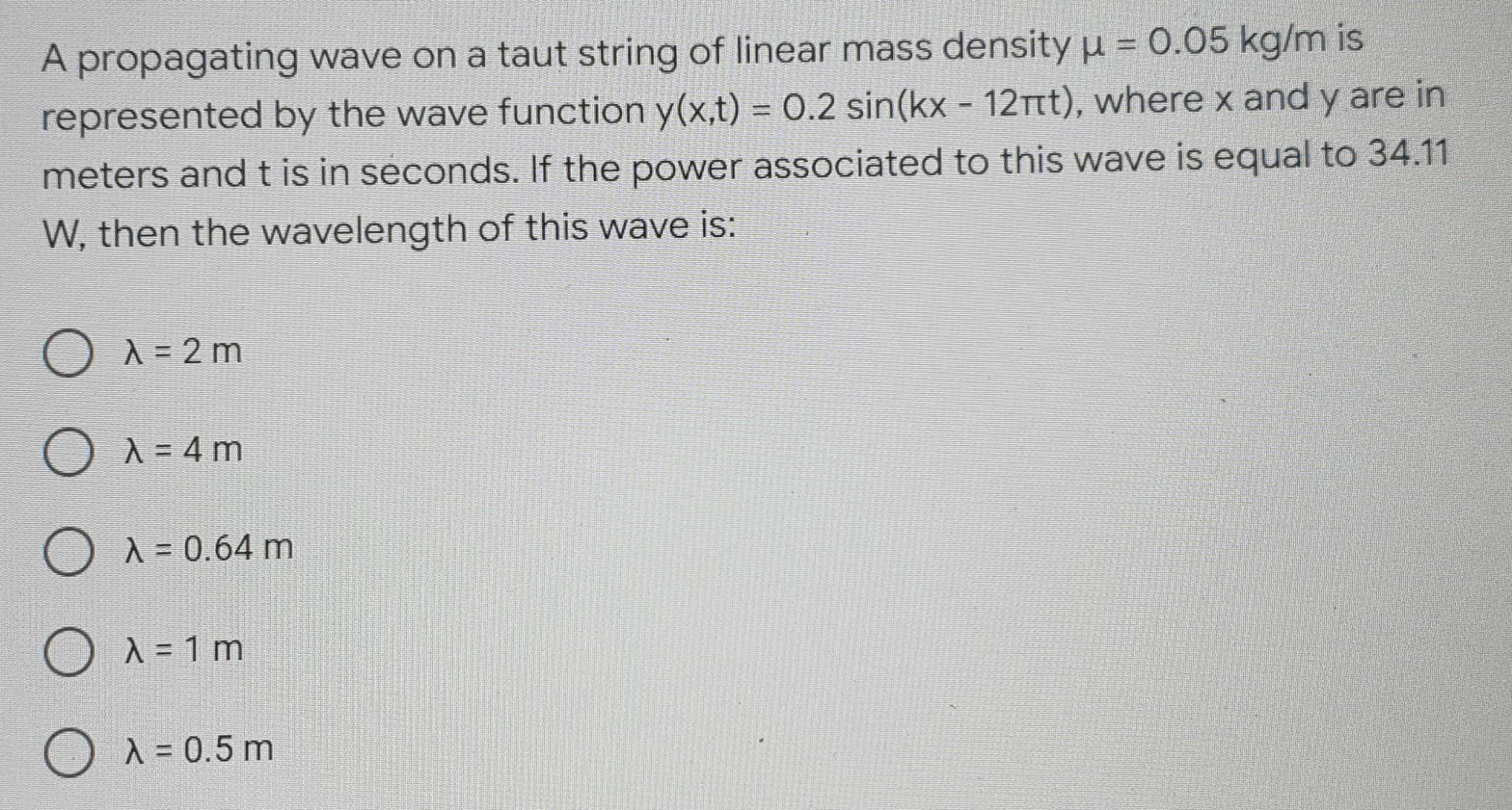 Solved A propagating wave on a taut string of linear mass | Chegg.com