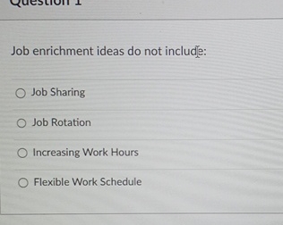 Solved Job enrichment ideas do not include:Job SharingJob | Chegg.com