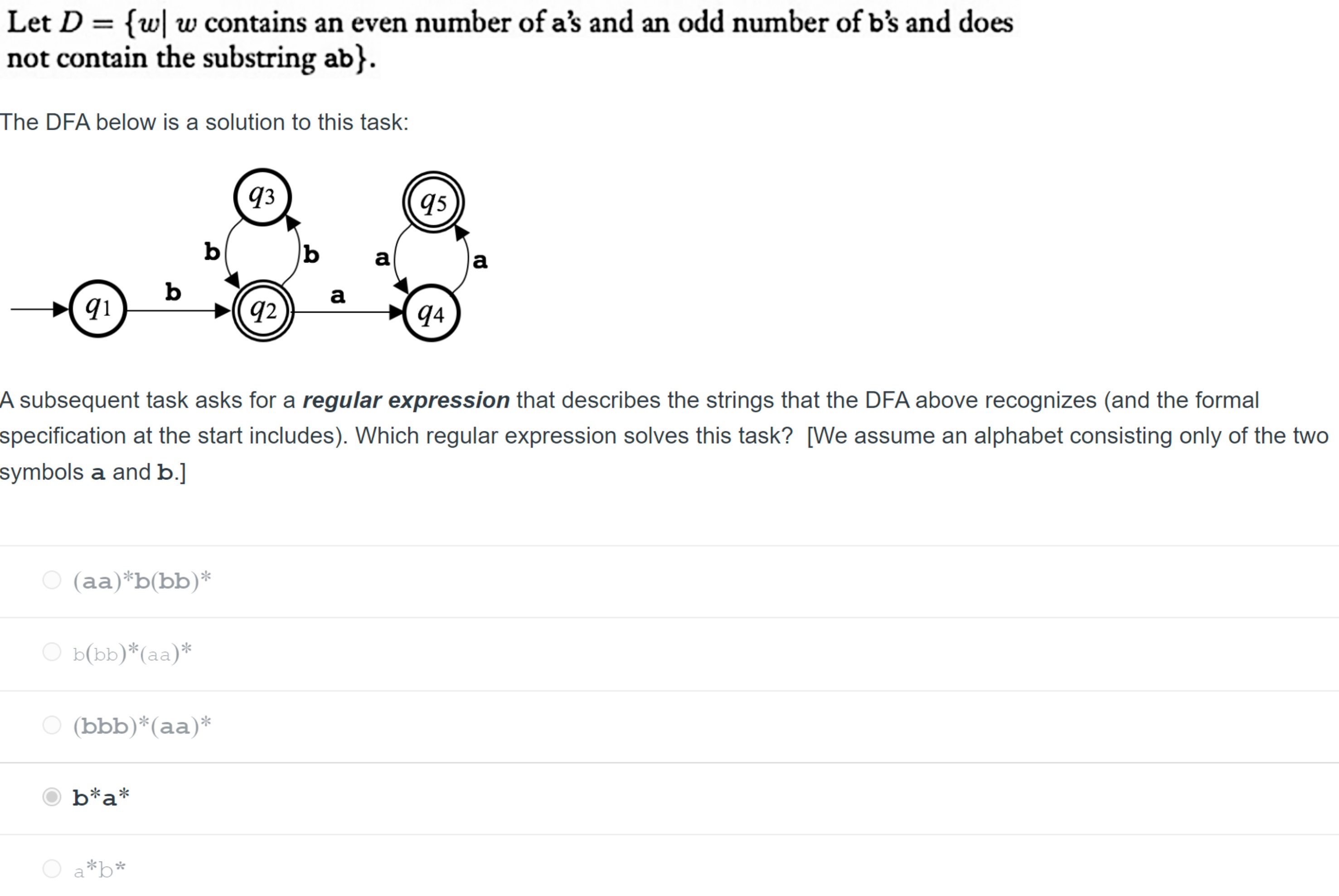 Solved Let contains an even number of a's and an odd number | Chegg.com