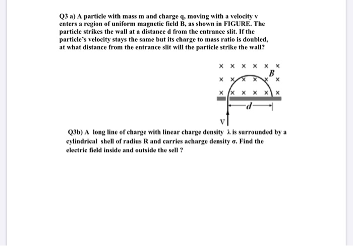 Solved Q3 a) A particle with mass m and charge q, moving | Chegg.com