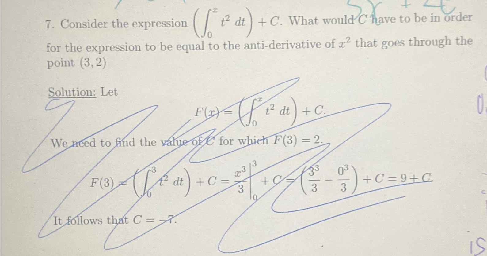 Solved Consider the expression (∫0xt2dt)+C. ﻿What would C | Chegg.com