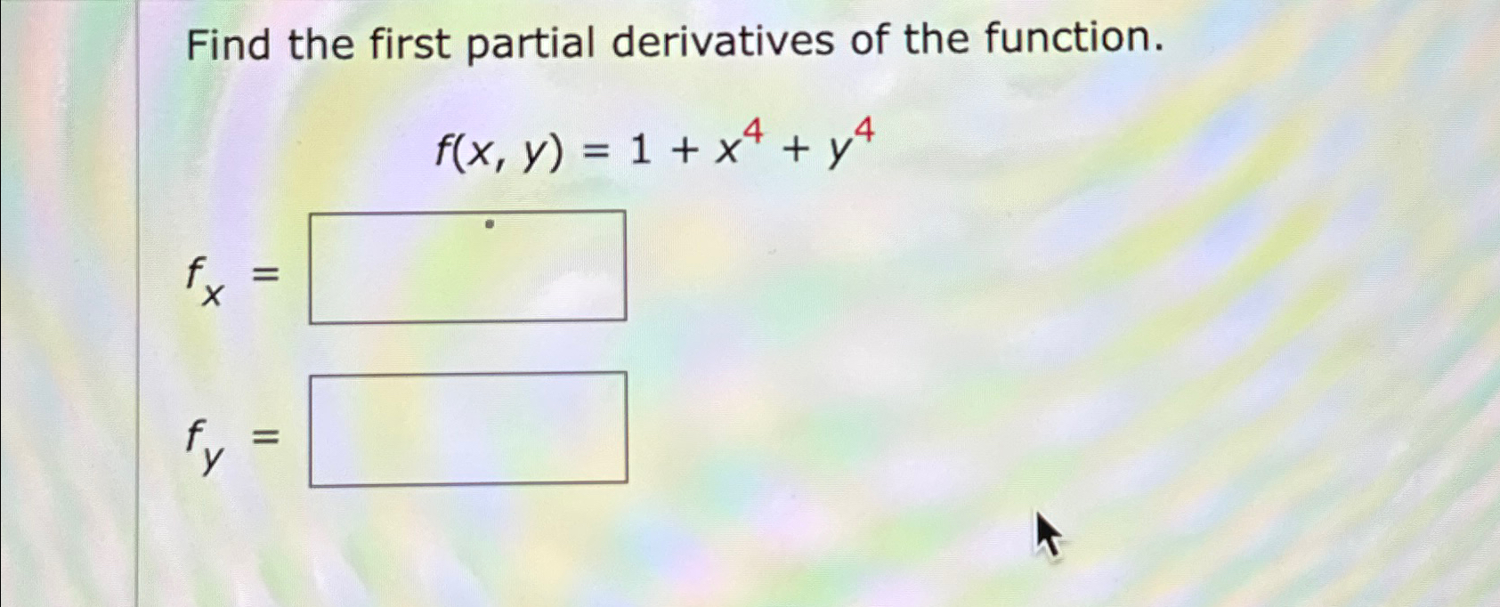 Solved Find the first partial derivatives of the | Chegg.com
