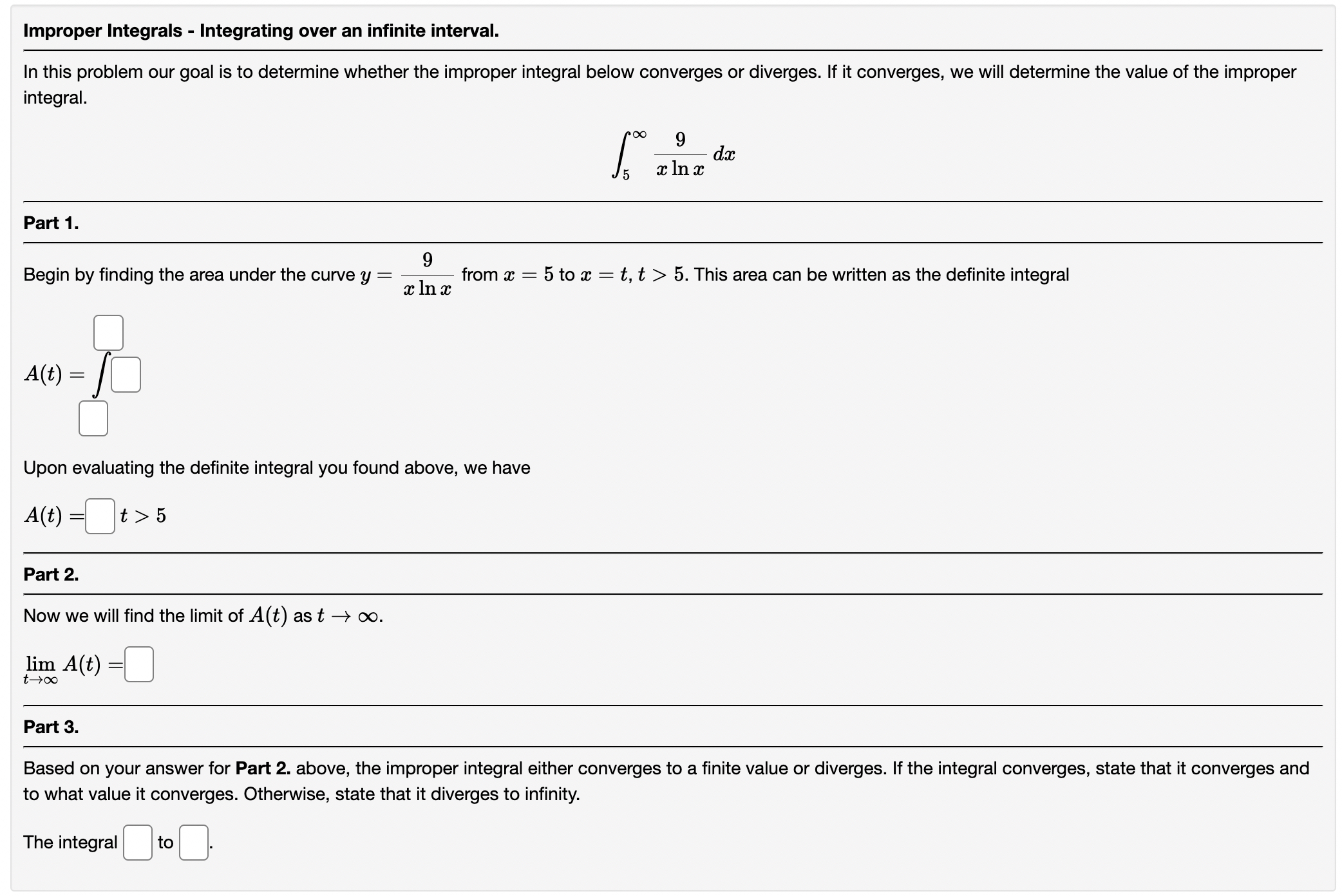 Solved Improper Integrals - ﻿Integrating over an infinite | Chegg.com