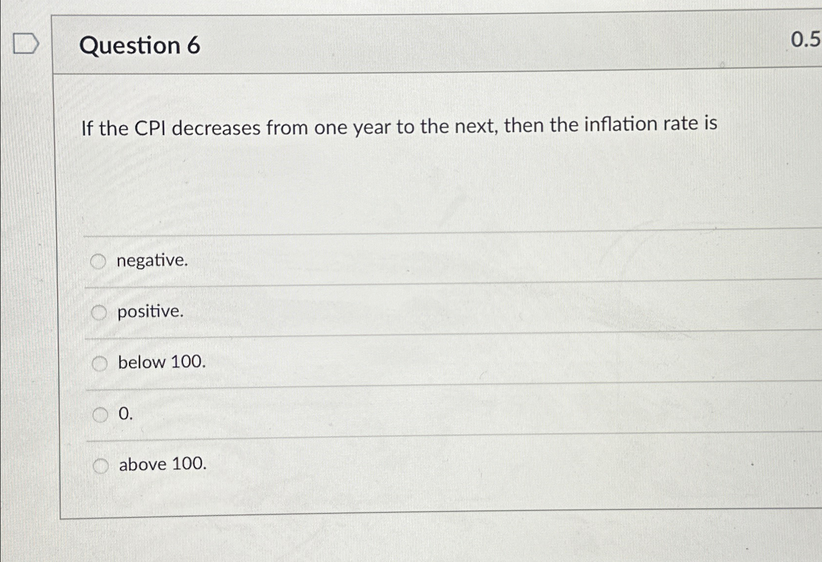Solved Question 6If the CPI decreases from one year to the | Chegg.com