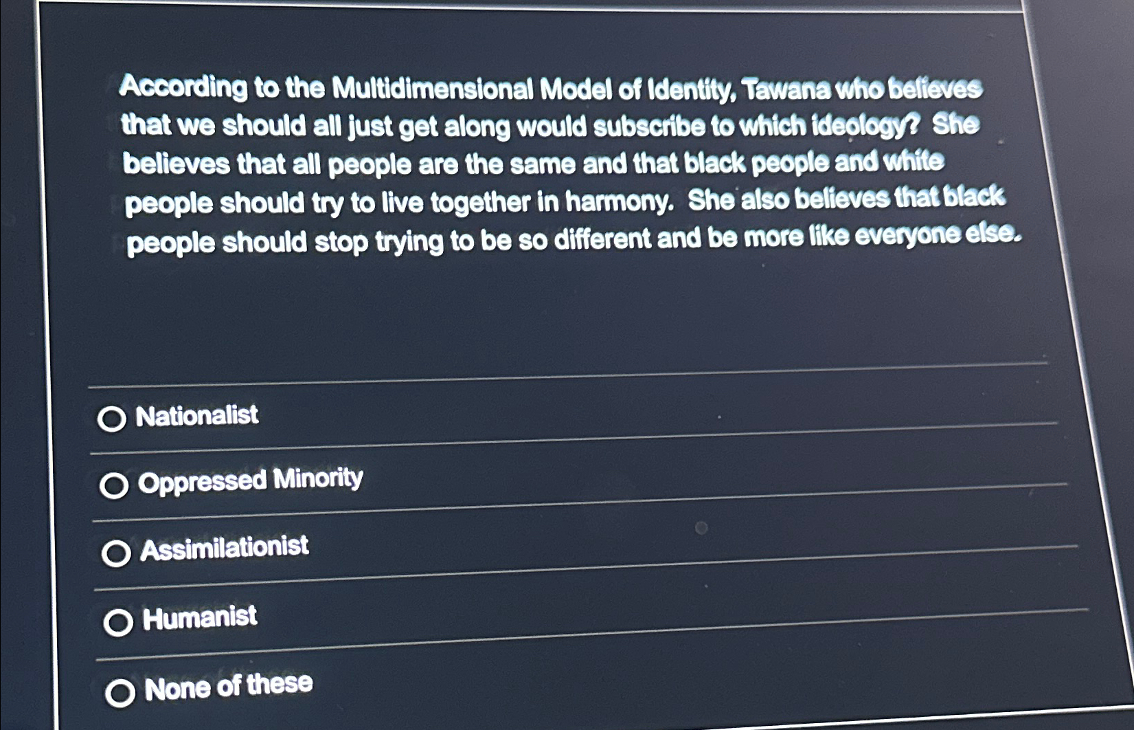 Solved According to the Multidimensional Model of Identity, | Chegg.com