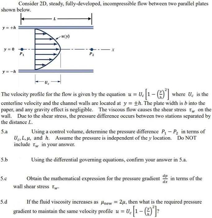 Solved Consider 2D, steady, fully-developed, incompressible | Chegg.com