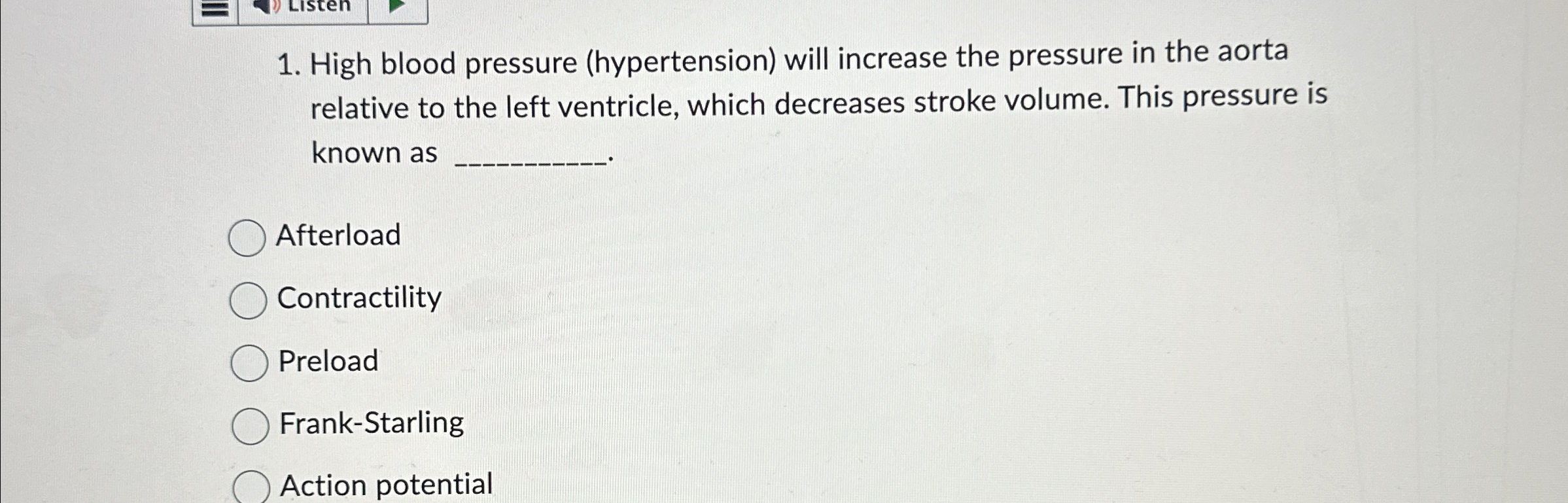 Solved High blood pressure (hypertension) ﻿will increase the | Chegg.com