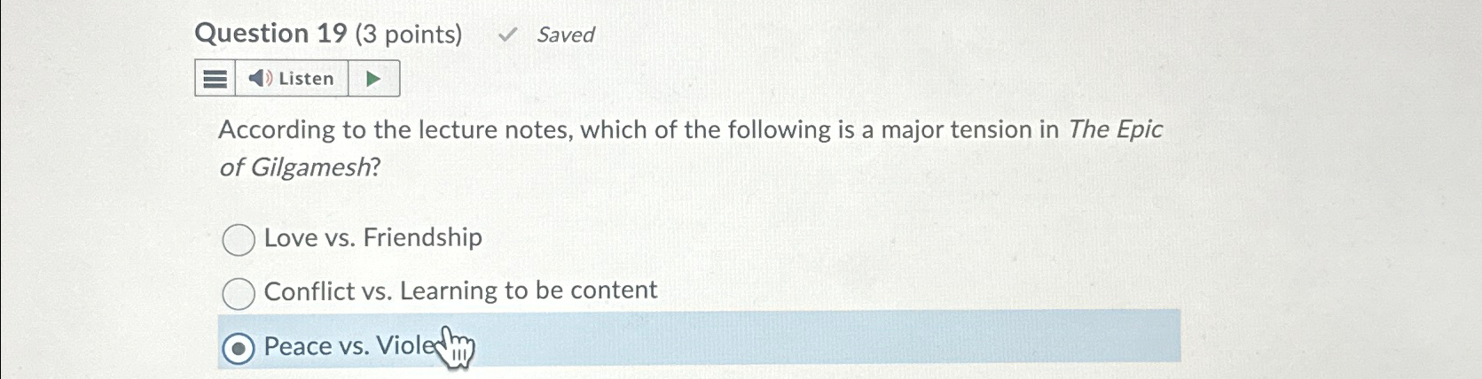 Solved Question 19 (3 ﻿points) ﻿SavedListenAccording to the | Chegg.com