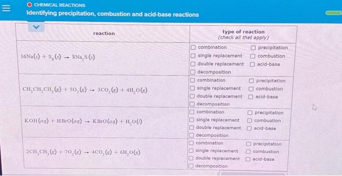Solved O CHEMICAL REACTIONS Identifying precipitation, | Chegg.com