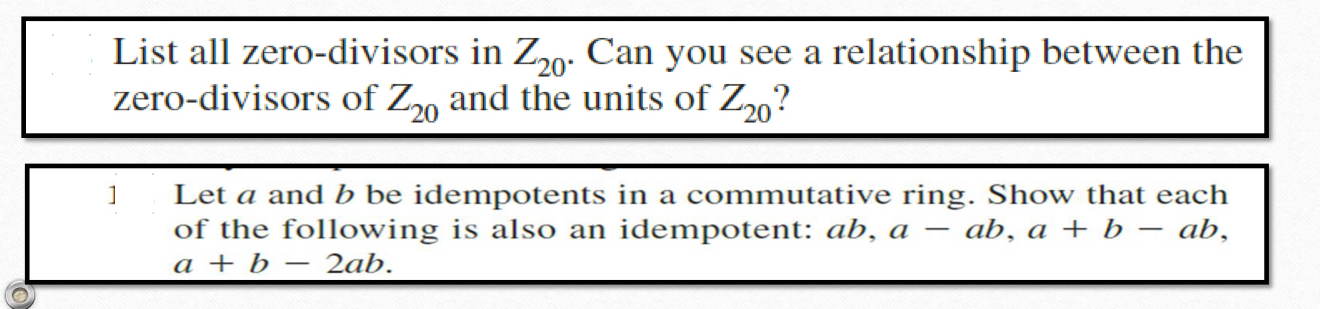 Solved List All Zero Divisors In Z20 ﻿can You See A