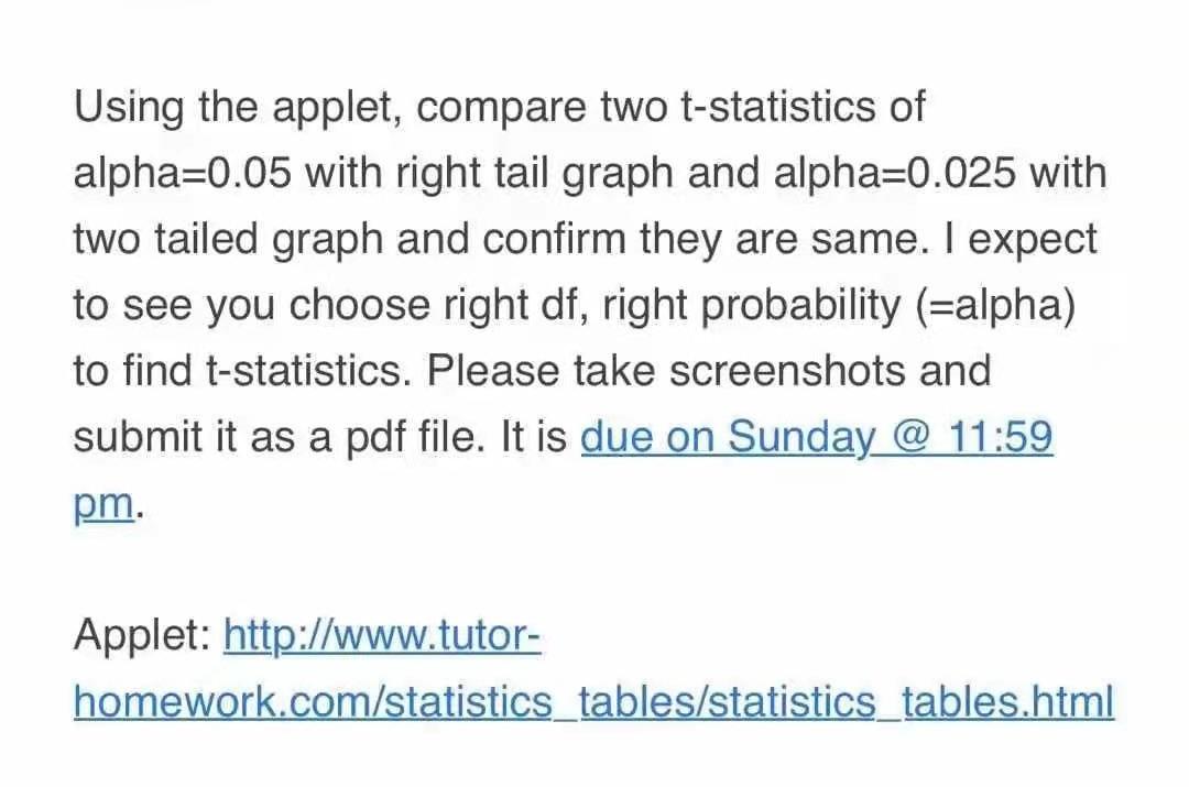 Solved Using the applet, compare two t-statistics of | Chegg.com